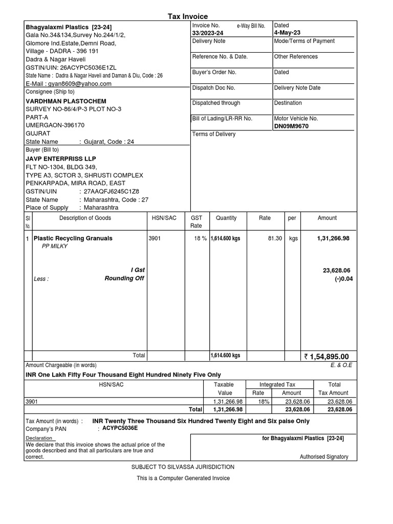 Tax Invoice: I GST Rounding Off | PDF | Payments | Government Finances