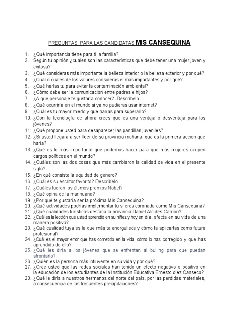 Preguntas para Las Candidatas | PDF