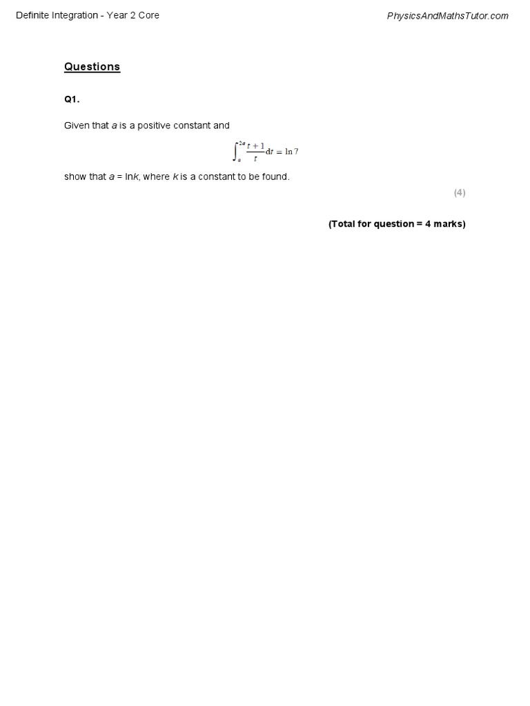 Definite Integration | PDF | Integral | Equations