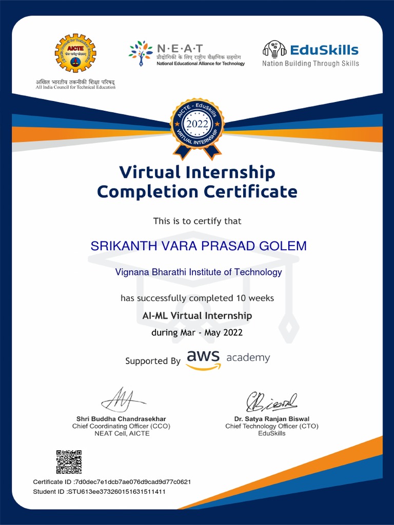 AICTE AIML Certificate (Final) | PDF