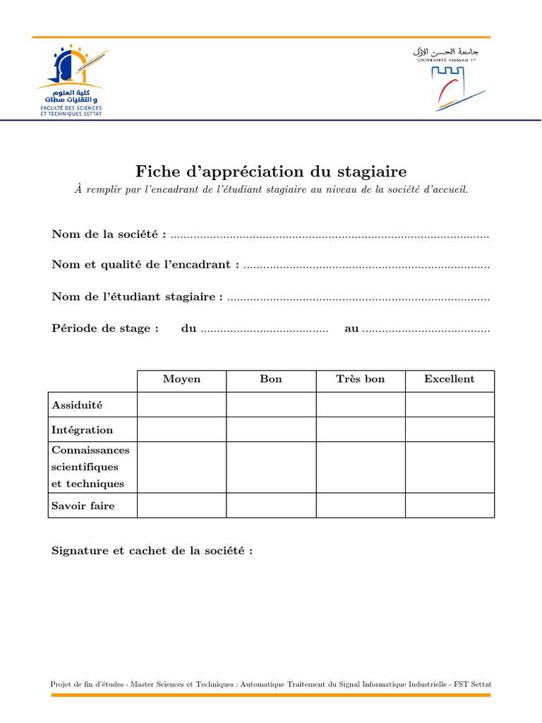 Fiche Appreciation PFE-ATSII Société 2023 | PDF
