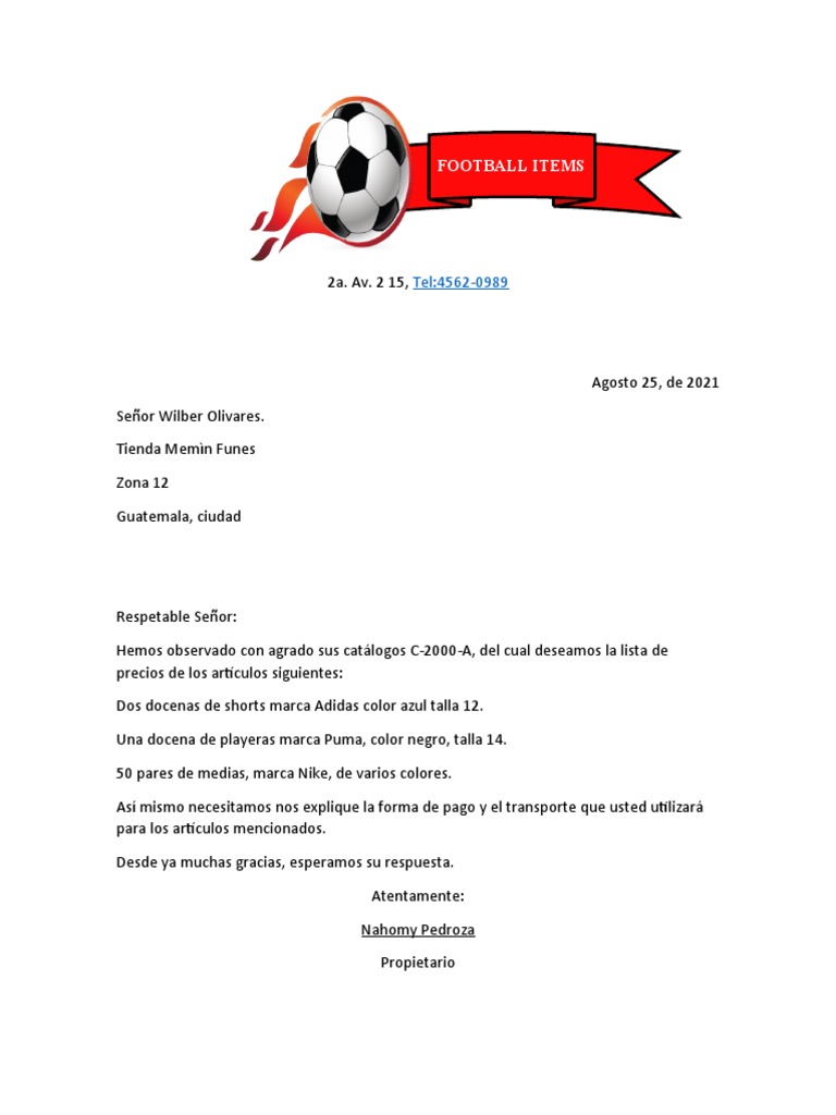 Cartas Solicitud de Precios | PDF