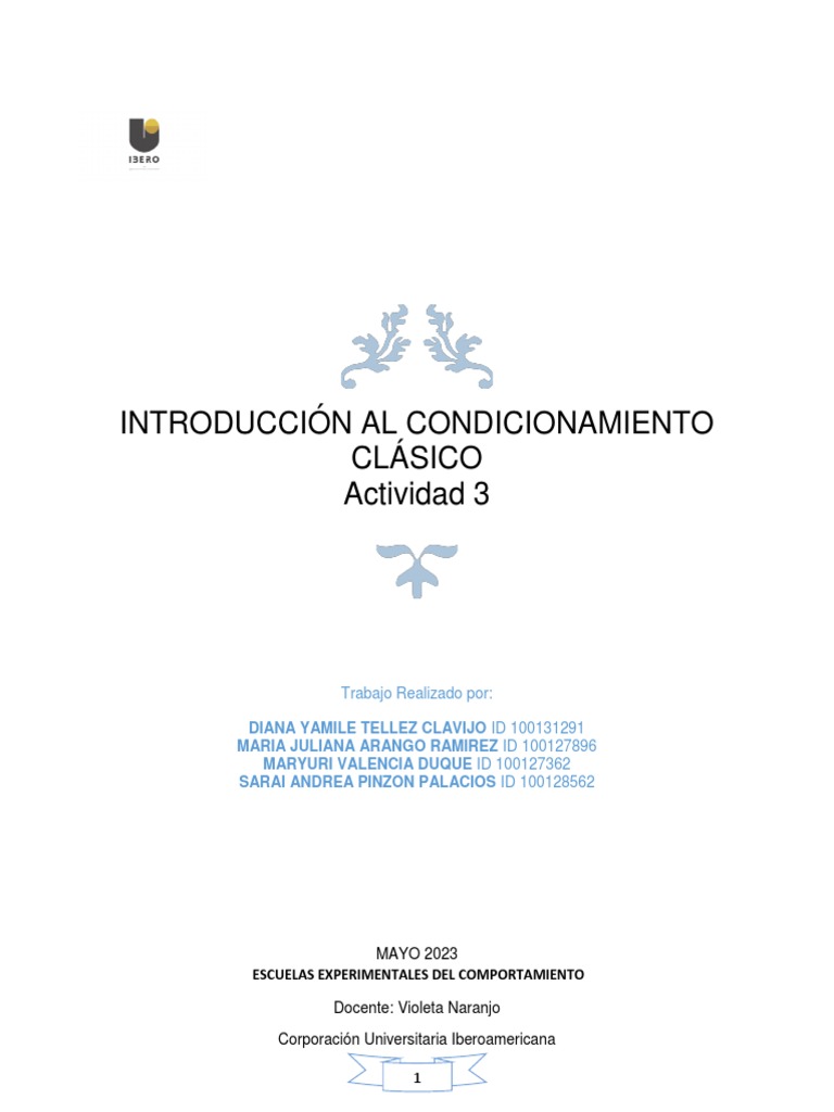 Actividad 3 - Introducción Al Condicionamiento Clásico | PDF ...