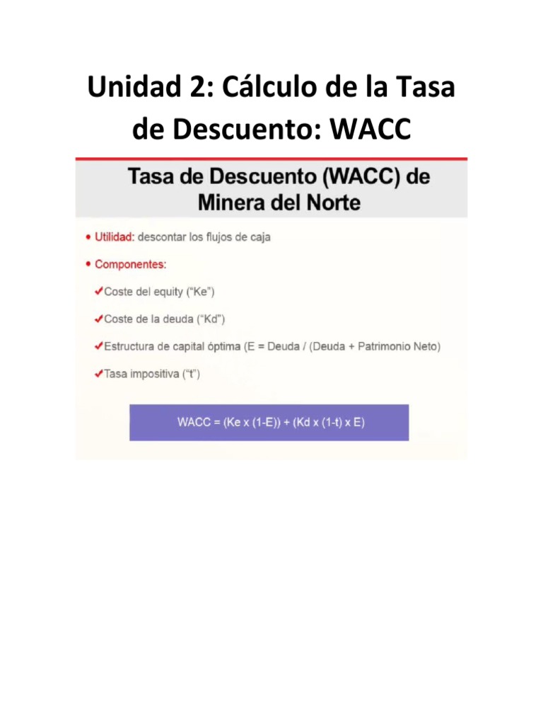 U2 Cálculo de La Tasa de Descuento WACC | PDF