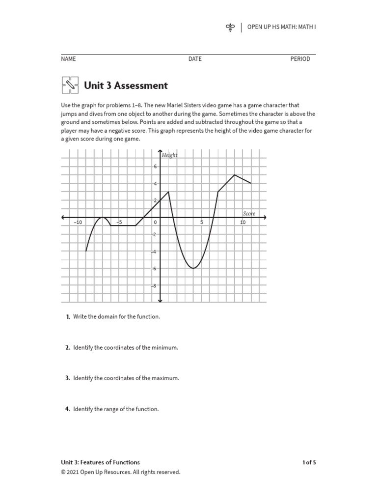 Integrated - Math 1.unit 3.unit Assessment | PDF | Function ...