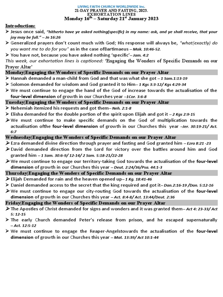 21 Days Fasting Exhortation Lines For Week 2 (HM) | PDF | Religious ...