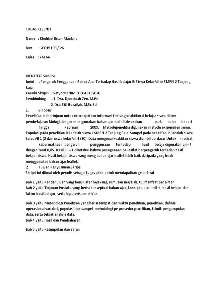 KHOTIBUL IHSAN M - (PTK) TUGAS RESENSI-WPS Office | PDF