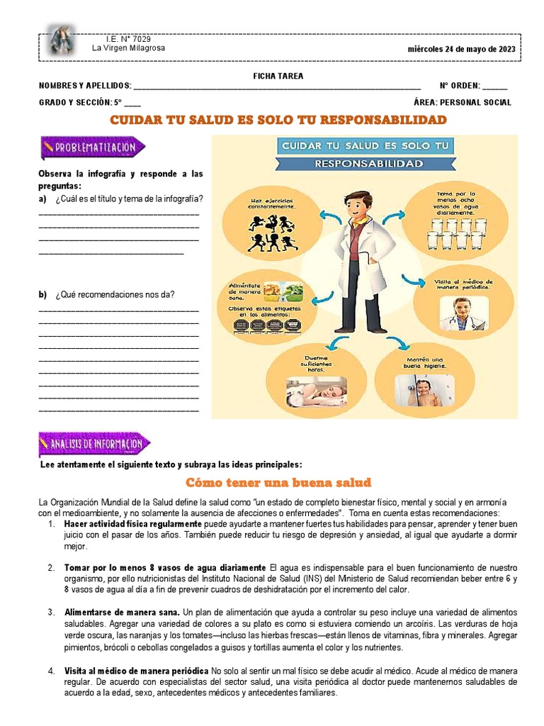 TAREA PS S10D3 Cuidar Tu Salud Es Tu Responsabilidad | PDF | Dormir