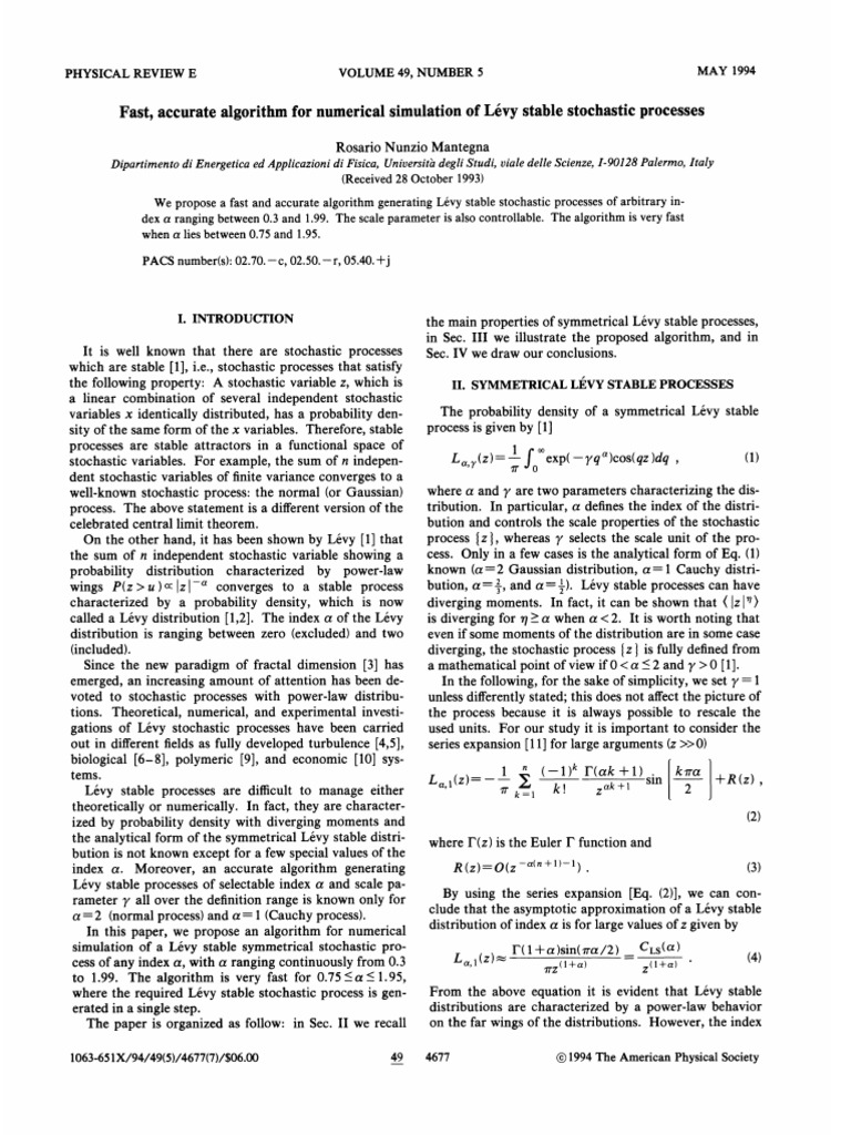 Mantegna Algorithm | PDF | Stochastic Process | Probability Distribution
