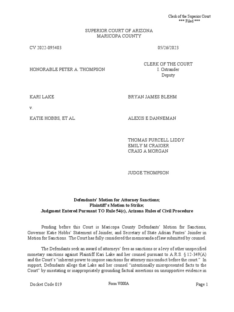 05/26/2023 Thompson Minute Entry | PDF | Burden Of Proof (Law) | Evidence