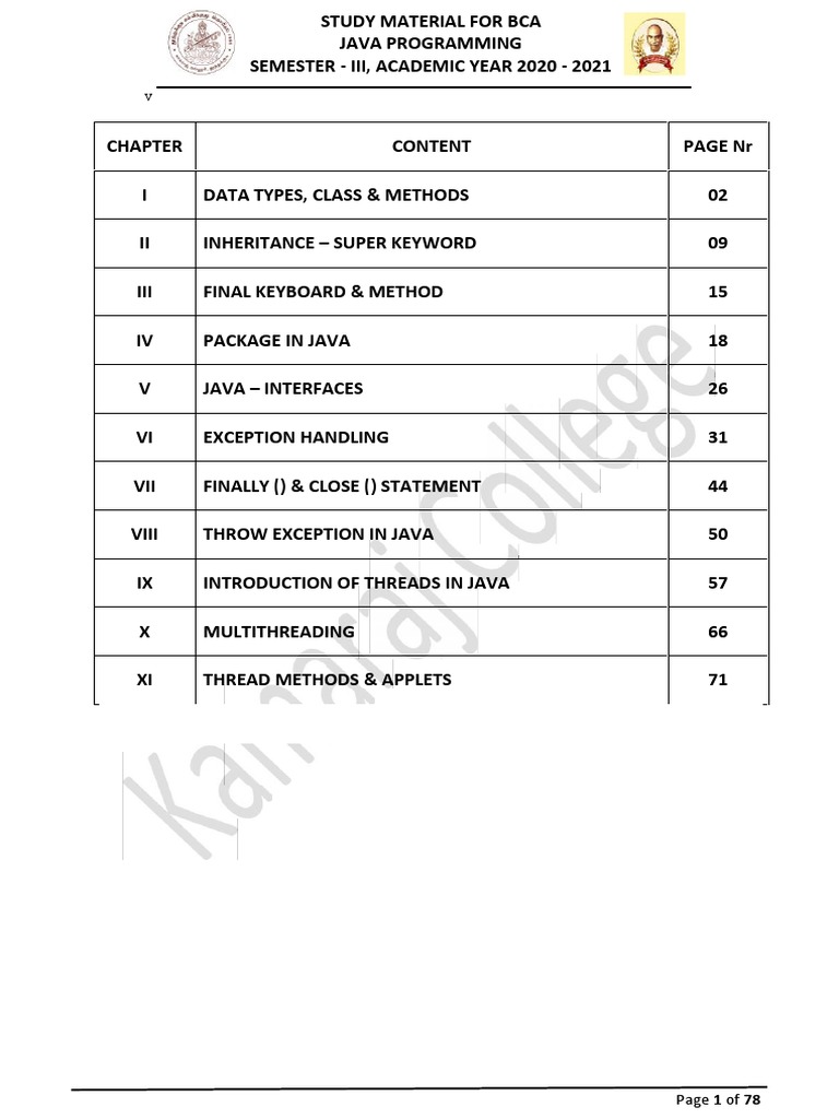 001 Core 15 Java Programming Iii Sem Pdf Class Computer 1973
