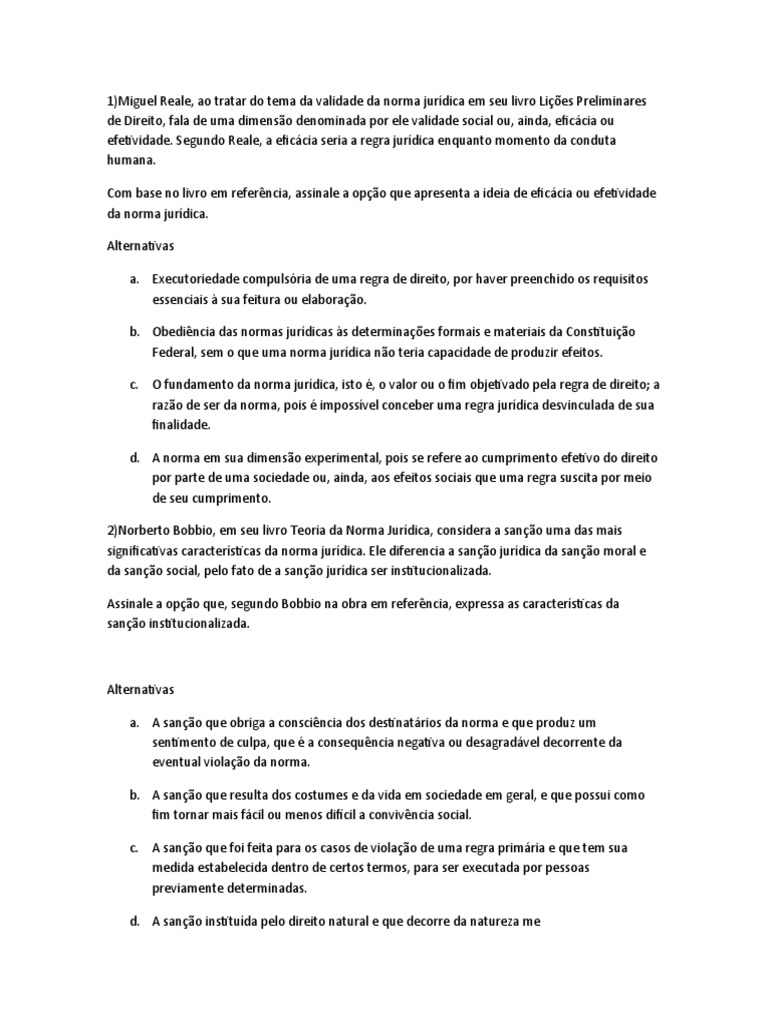 Validade Da Norma Juridica | PDF | Sanções (jurídico) | Justiça