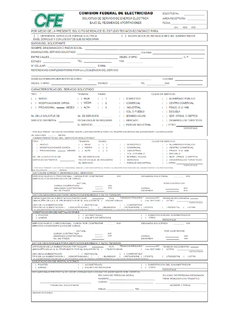 Solicitud para Cfe | PDF