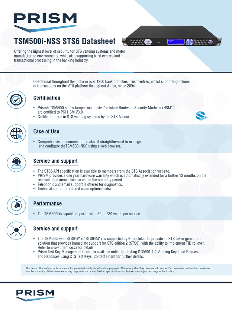 PRISM TSM500i NSS STS6 Datasheet - Sep - 2019 - Digital | PDF | Computer Science | Computing