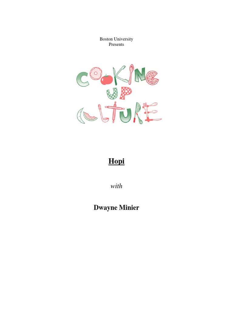 Hopi - Cooking Up Culture - Kids Cooking Classes at Boston University ...