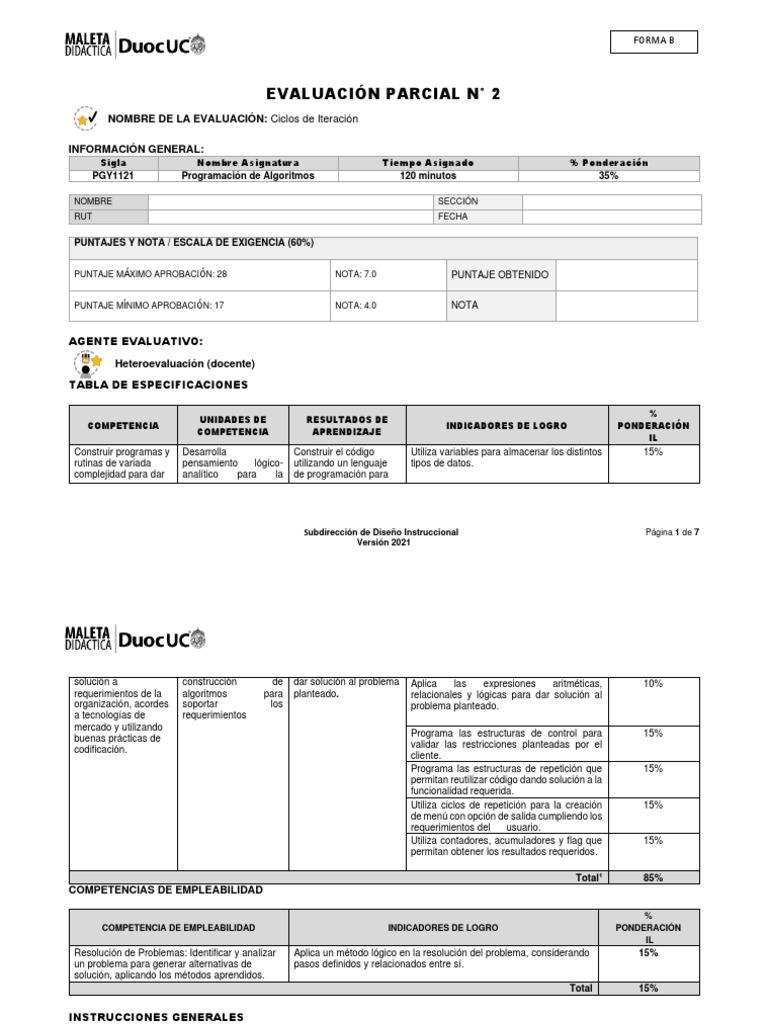 Evaluacion 2 PGY1121 | PDF | Programa de computadora | Programación