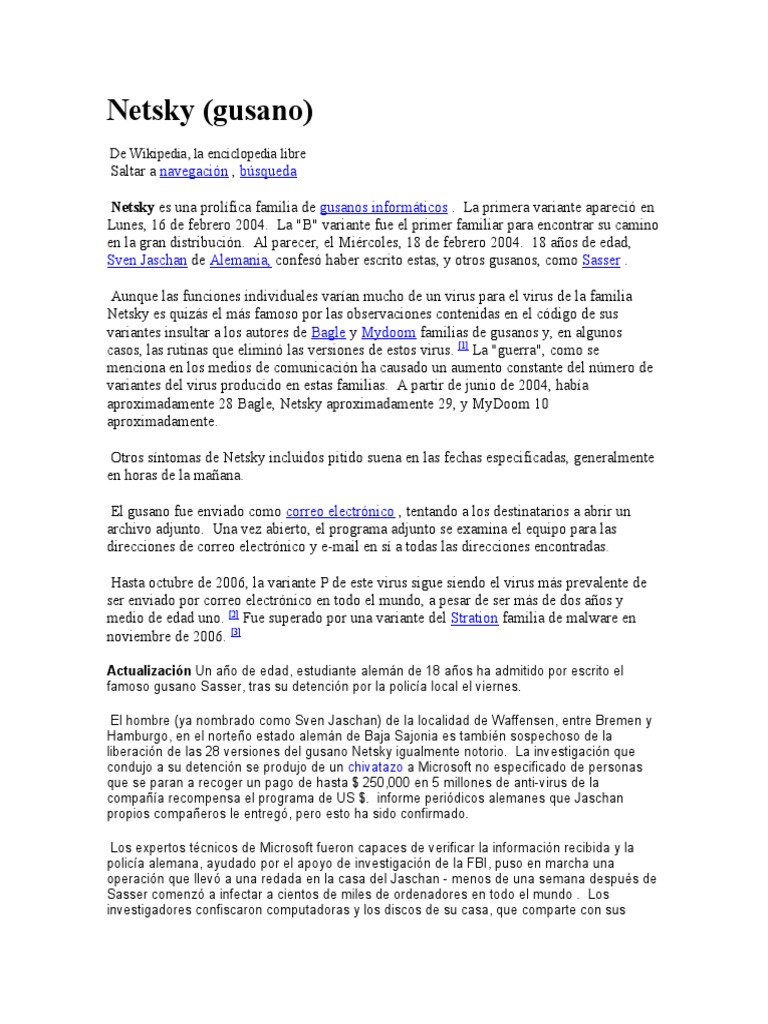 Netsky | PDF | Virus de computadora | Informática