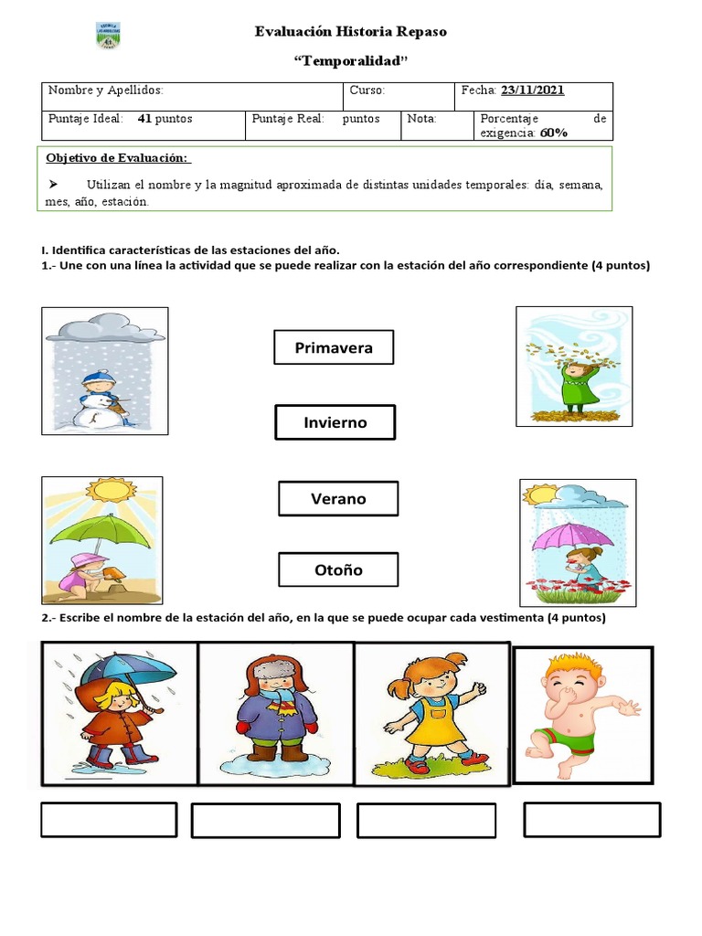 Hoja De Trabajo Con Las Razones De Las Estaciones Y Sus Respuestas