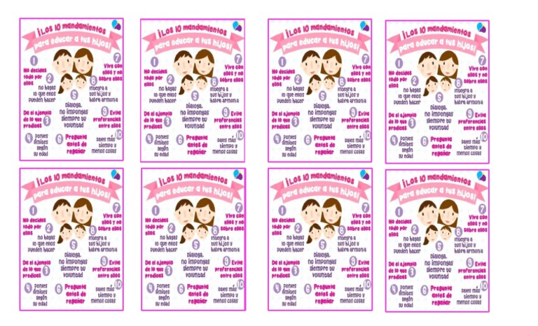 Los 10 Mandamientos Para Imprimir 10 Mandamientos Bingo