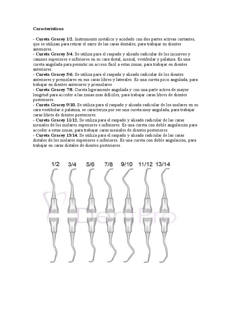 Características de Las Curetas Gracey | PDF