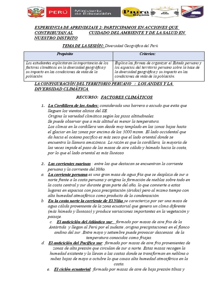Actividad Extensión CCSS - Diversidad Geográfica Del Perú.-Mohc. | PDF ...