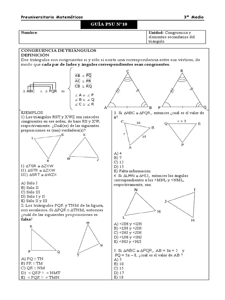 Guía 10 | PDF | Triángulo | Politopos