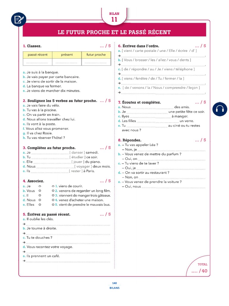 Bilan Futur Proche Et Passé Récent | PDF