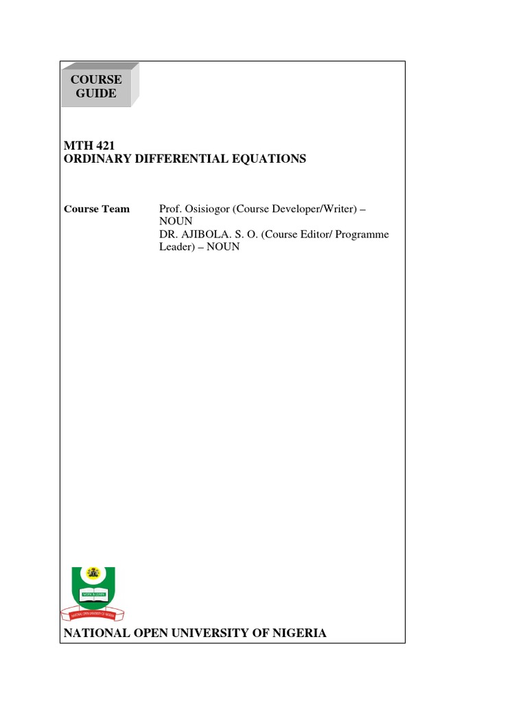 Ordinary Differential Equations Guide | PDF | Ordinary Differential ...