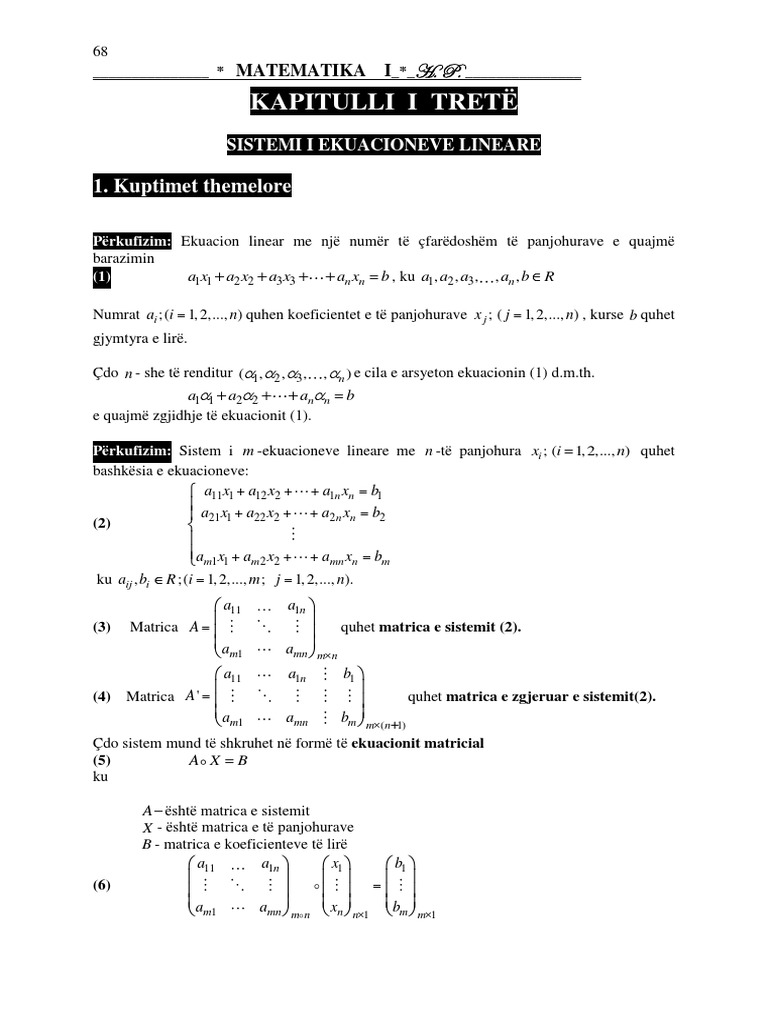 Sistemet e Ekuacioneve Lineare | PDF