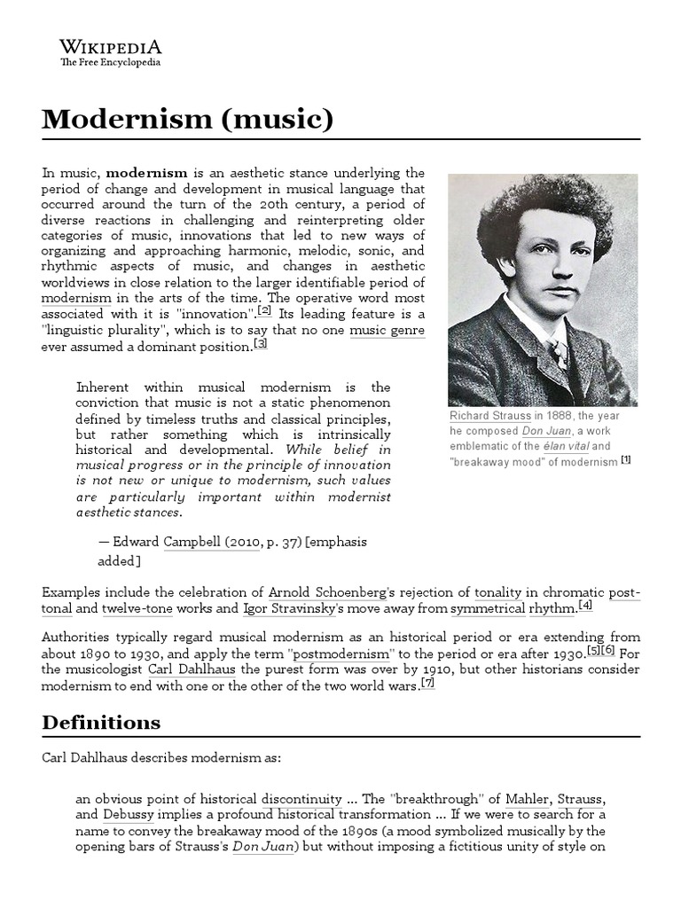 Modernism (Music) - Wikipedia | Download Free PDF | Modernism (Music ...