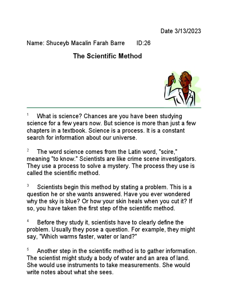 The Scientific Method Reading Activity 1 | PDF | Experiment | Theory