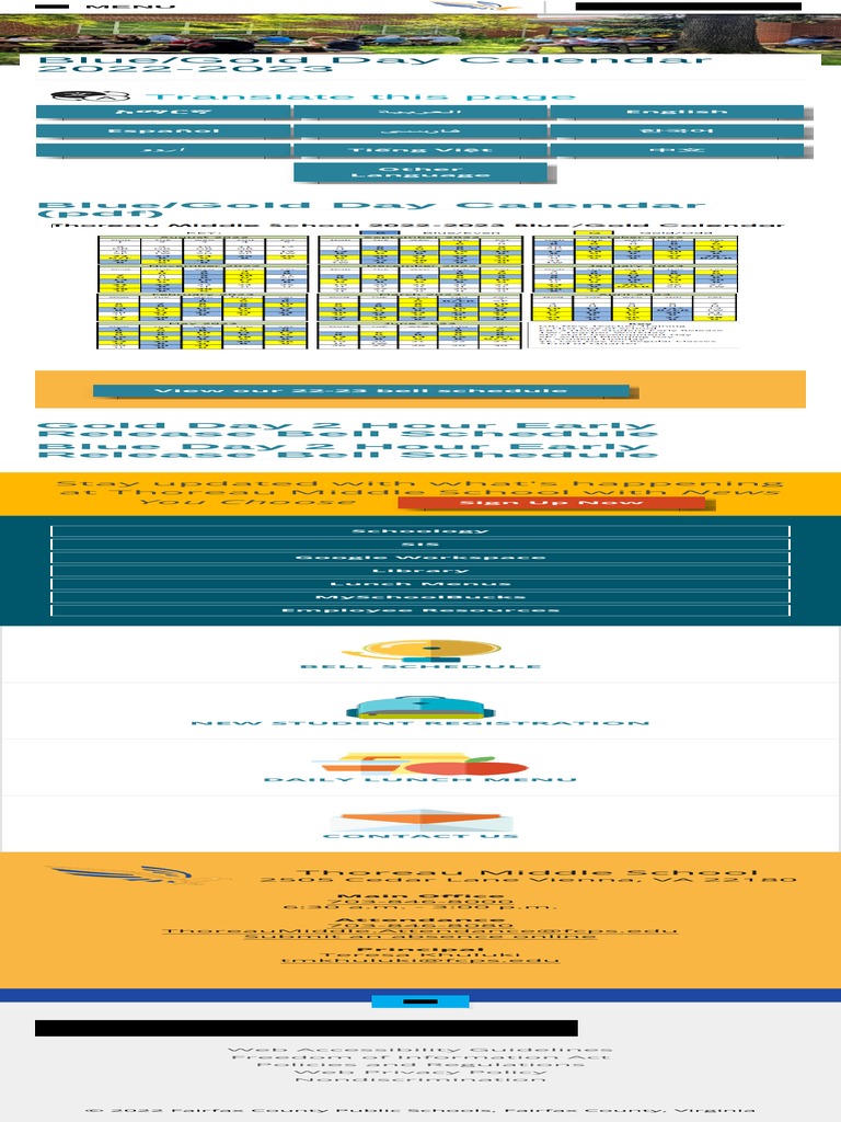BlueGold Day Calendar Thoreau Middle School | PDF