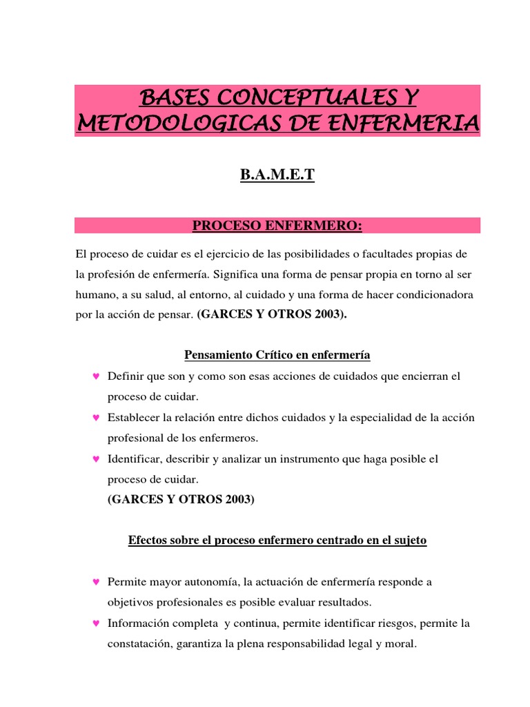 Bases Conceptuales Final | PDF | Enfermería | Teoría