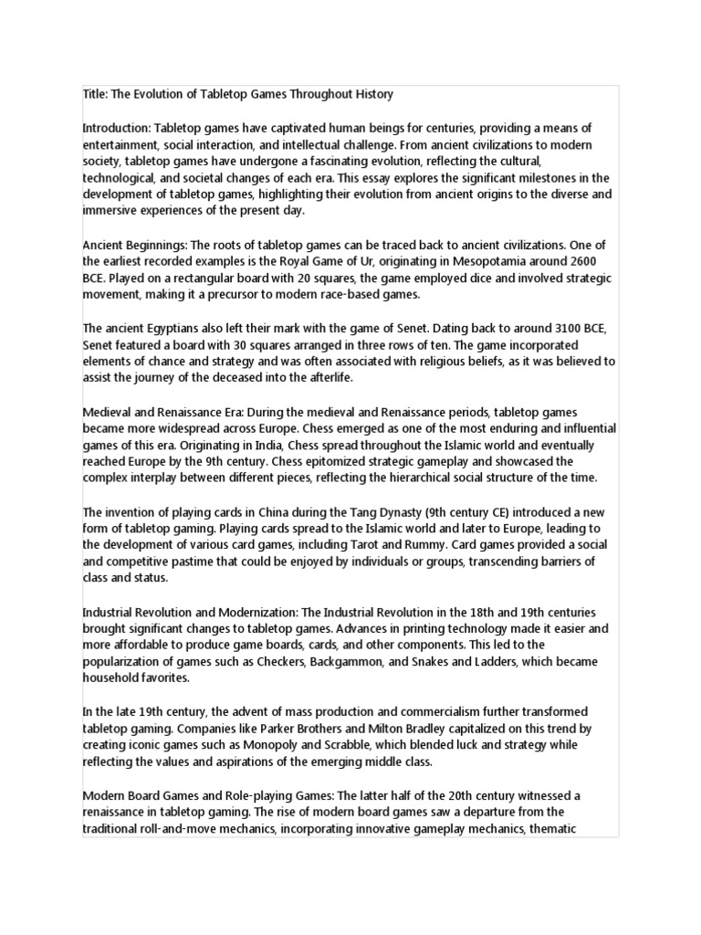 Evolution of Tabletop Games | PDF | Role Playing Games | Tabletop Role ...