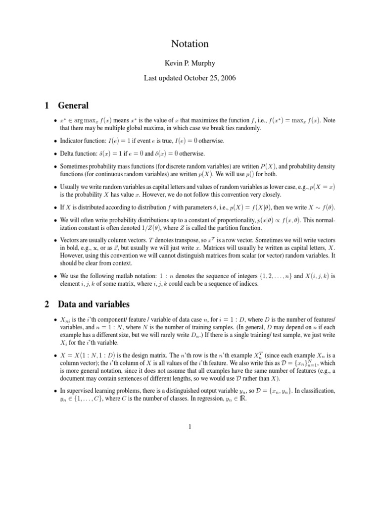 Notation | PDF | Probability Distribution | Euclidean Vector