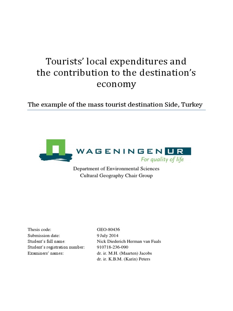 Tourists Local Expenditures and The Contribution - Wageningen ...
