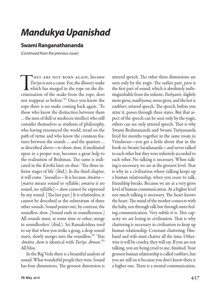 16 Mandukya Upanishad Part 4 | PDF | Brahman | Dream