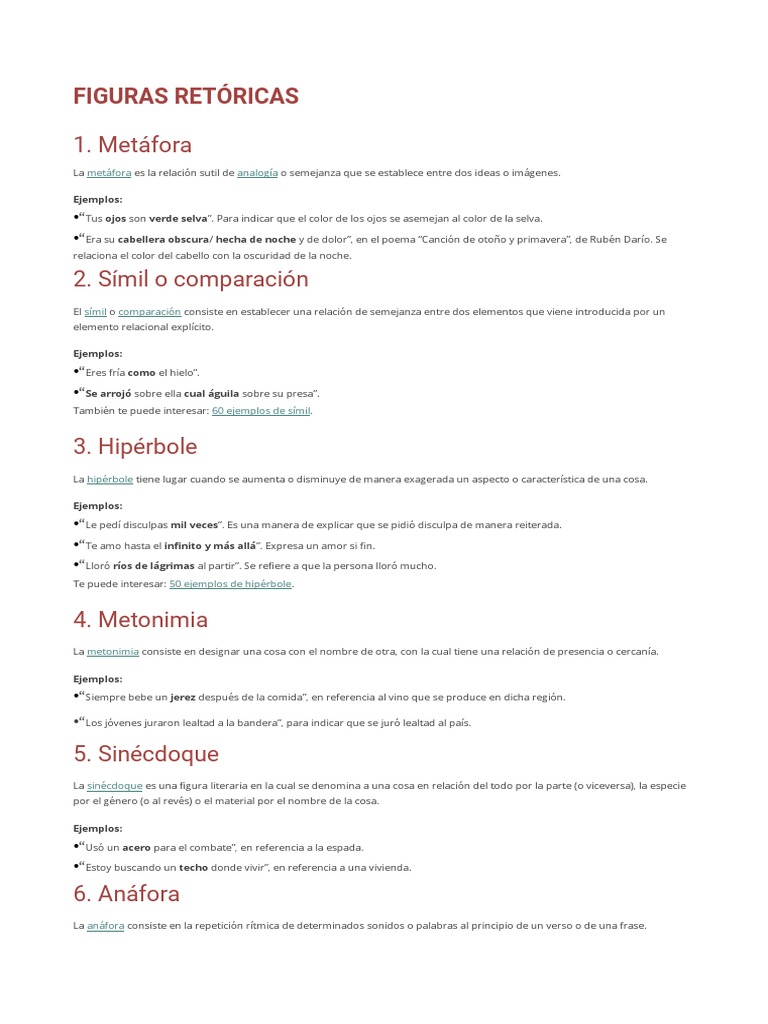 Figuras Retóricas: Definición y Ejemplos | PDF | Poesía | Metáfora