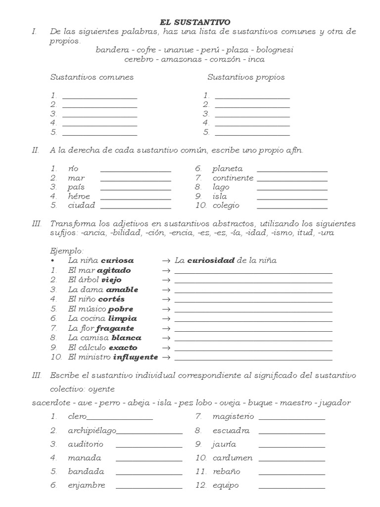 El Sustantivo Ejerc. | PDF