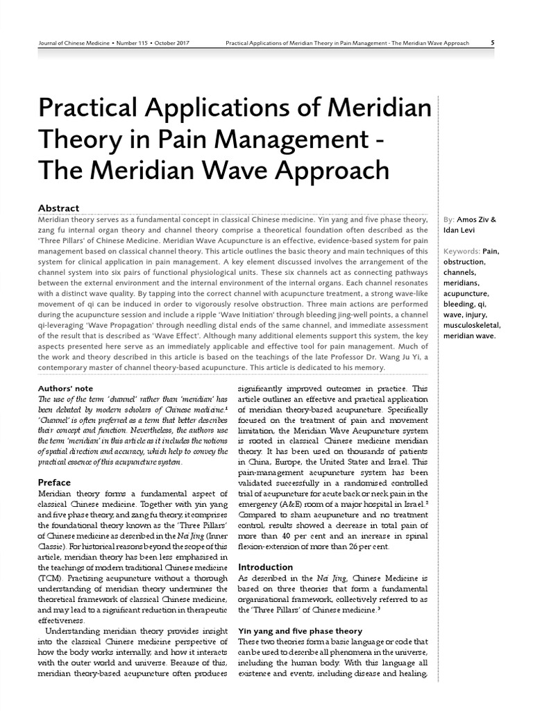 Practical Applications of Meridian Theory in Pain Management - The ...