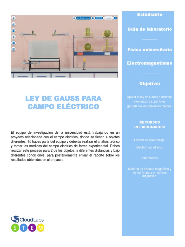 CAF2 - Practica de Lab 2. Ley de Gauss para Campo Eléctrico - Estudiante | PDF | Campo eléctrico ...
