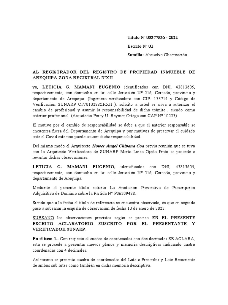 Escrito 2 Subsanacion | PDF