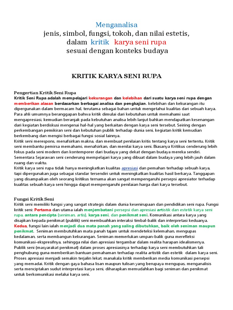 Kritik Karya Seni Rupa | PDF | Seni
