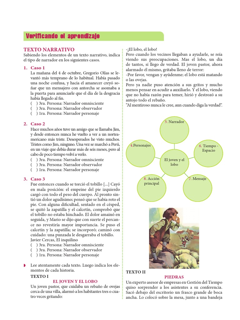 Actividades de Textos Narrativos para Tercer Grado de Secundaria Ok | PDF