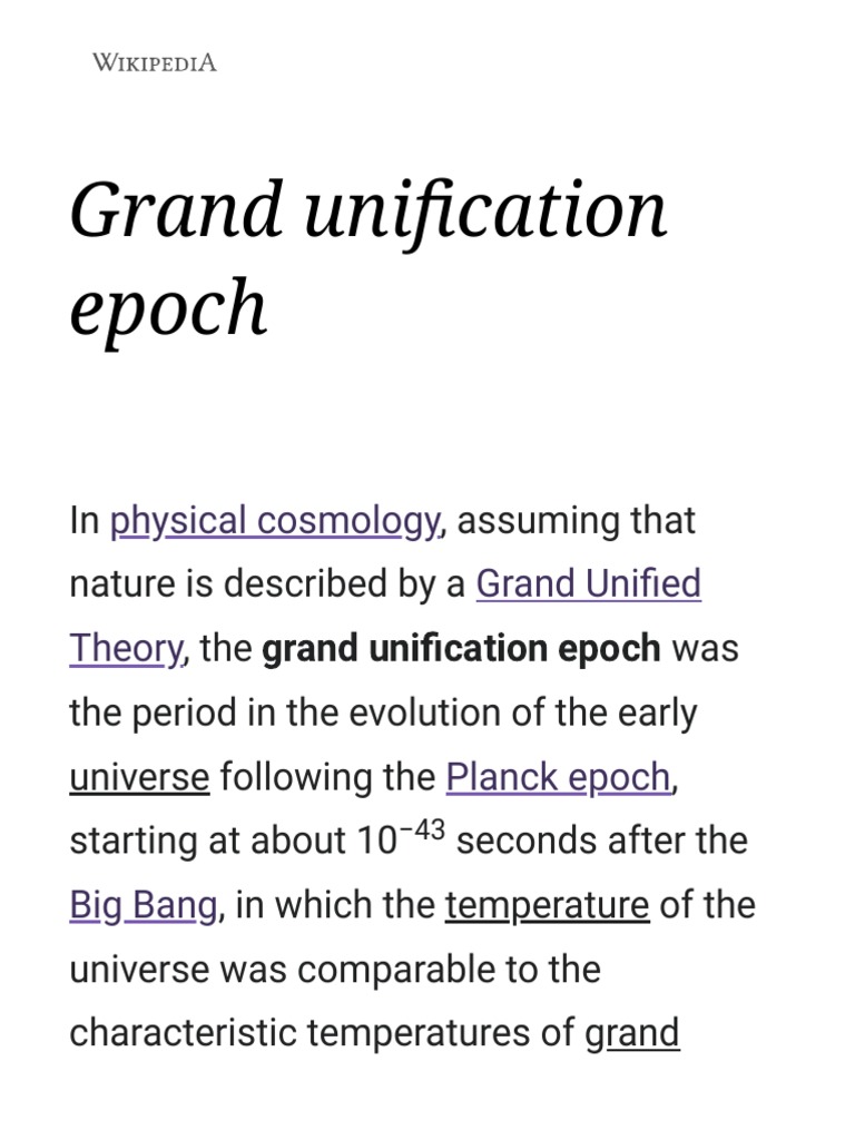 Grand Unification Epoch - Wikipedia | PDF