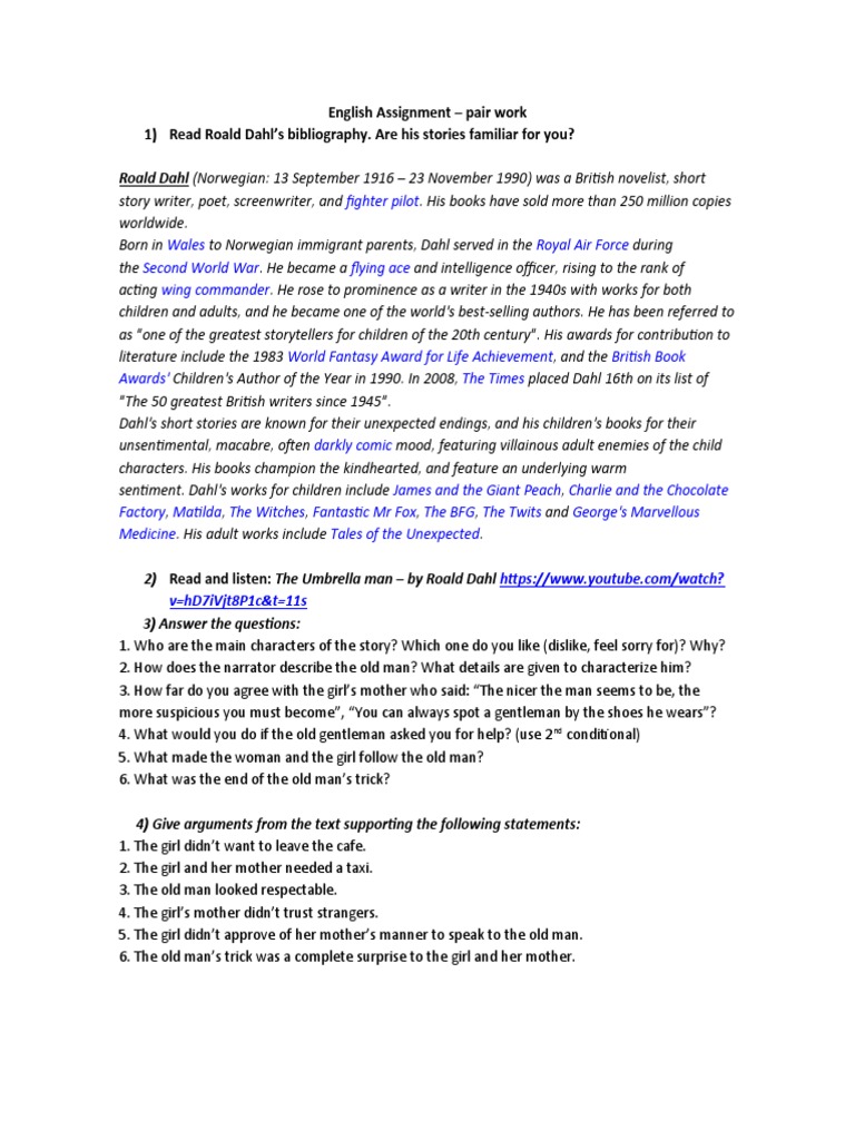 The Umbrella Man - Roald Dahl | PDF | History | Young Adult