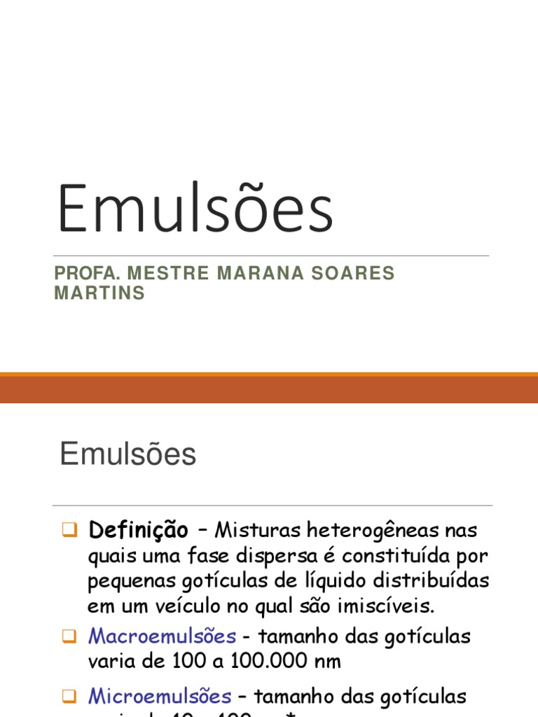 Emulsões Tudo Sobre | PDF | Emulsão | Química Física