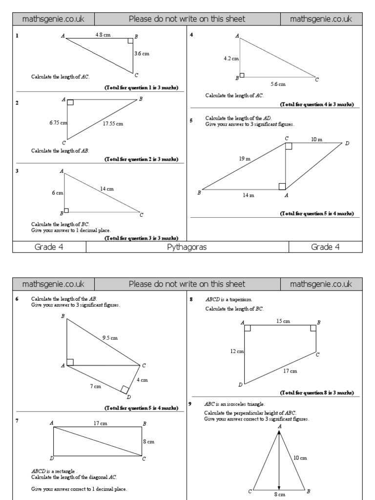 4 Pythagoras Ws | PDF | Length | Significant Figures
