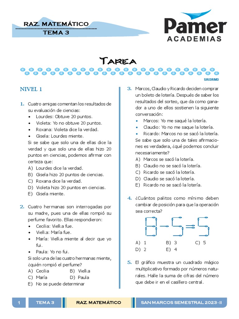 RM_Sem 3_Razonamiento lógico I (1) | PDF | Verdad