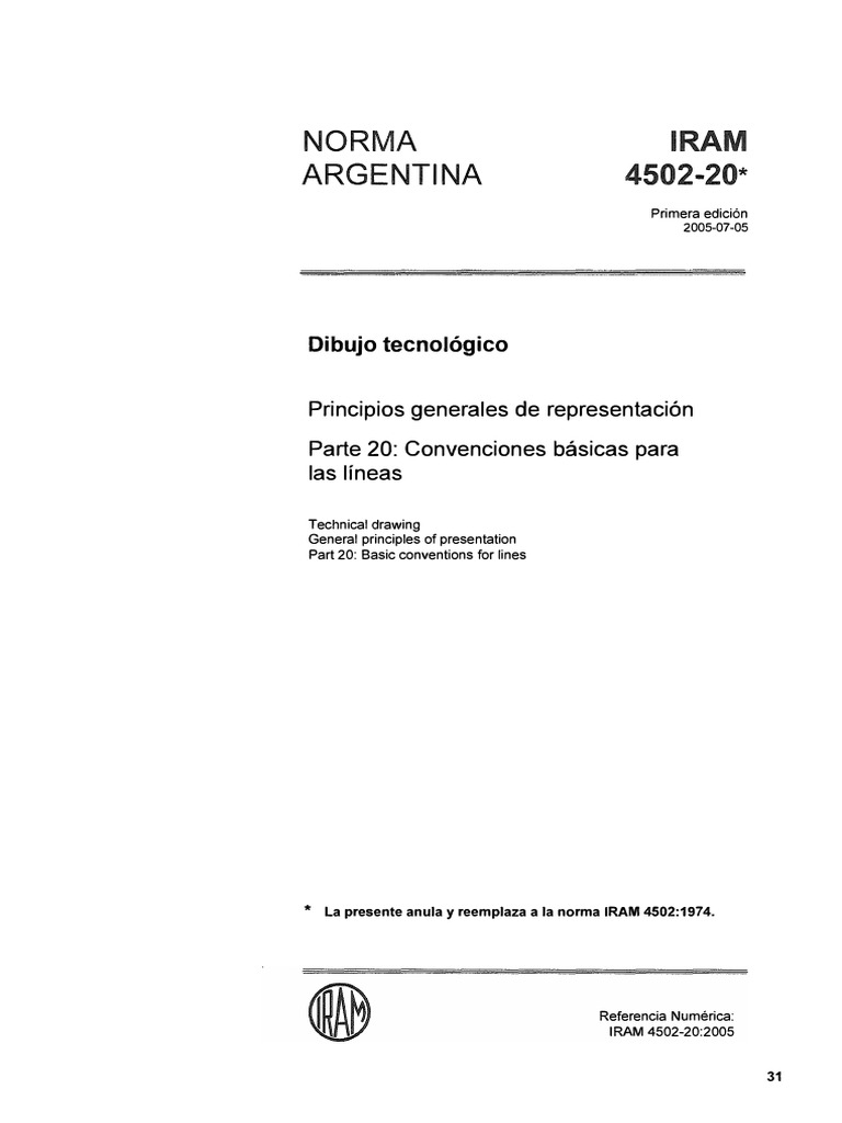 Tipos de líneas según norma IRAM 4502-20 | PDF | Geometría